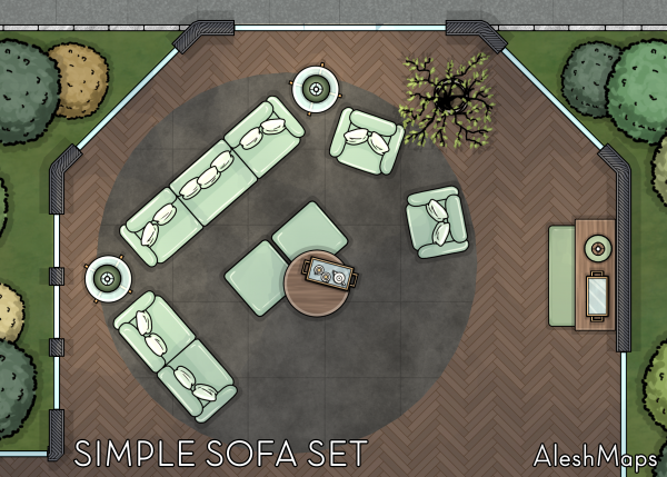 Simple Sofa Set | All Colorable | Personal Use - CartographyAssets