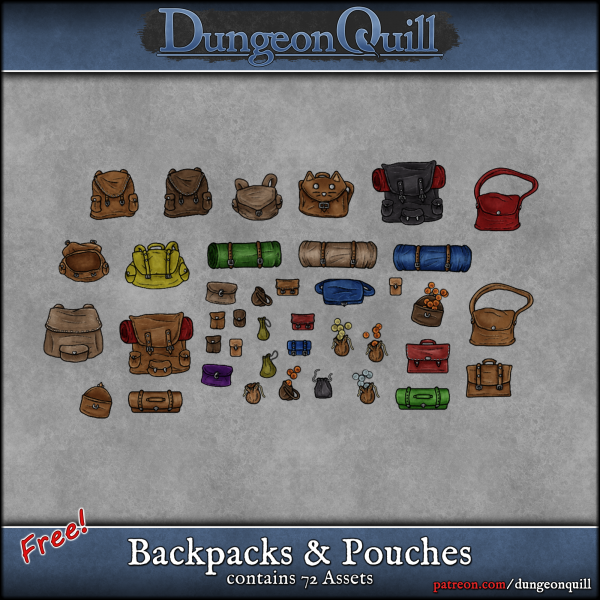 DQ freeClutter 07: Backpacks&Pouches - CartographyAssets