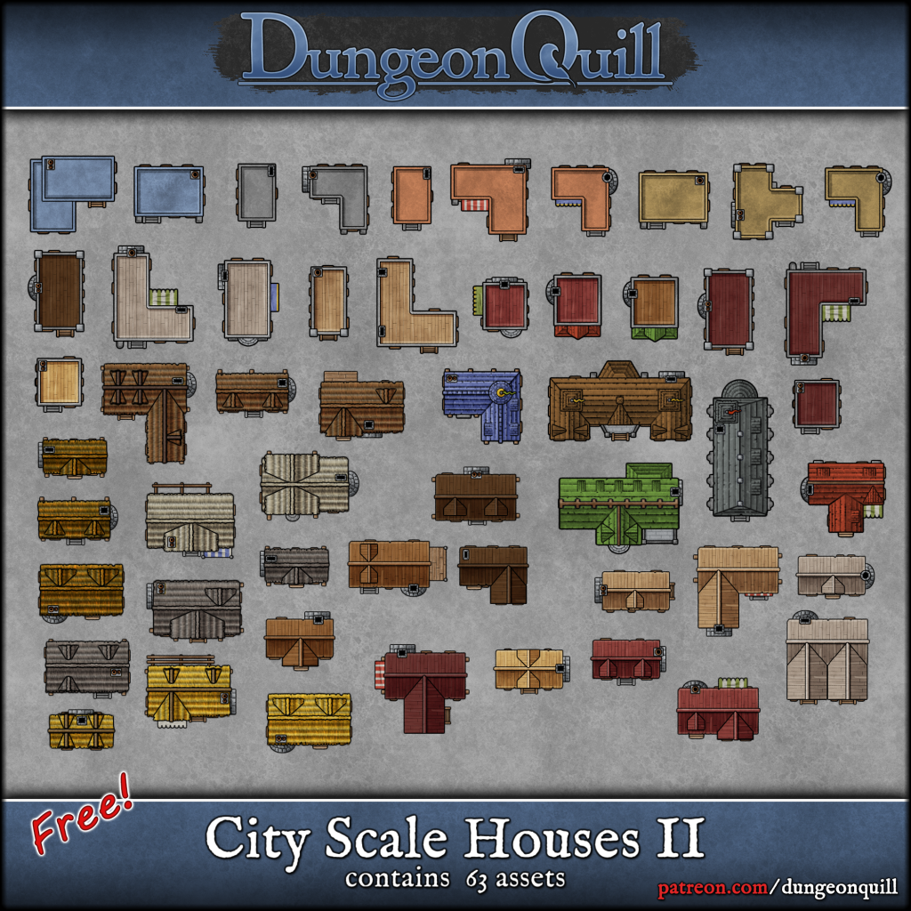 City Scale Pack 03: Houses II FREE – CartographyAssets