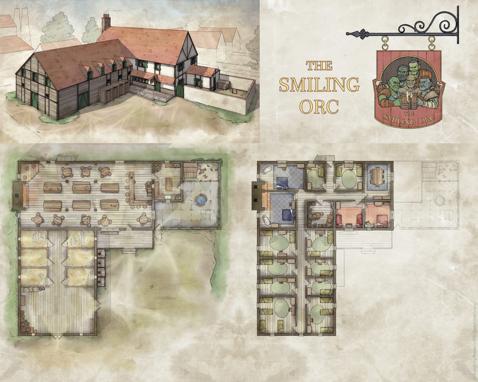 Inn Battle Map | 50 x 40 – CartographyAssets