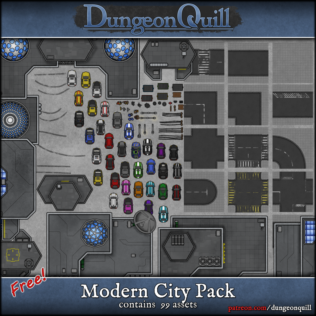 Free modern/scifi city scale assets – CartographyAssets