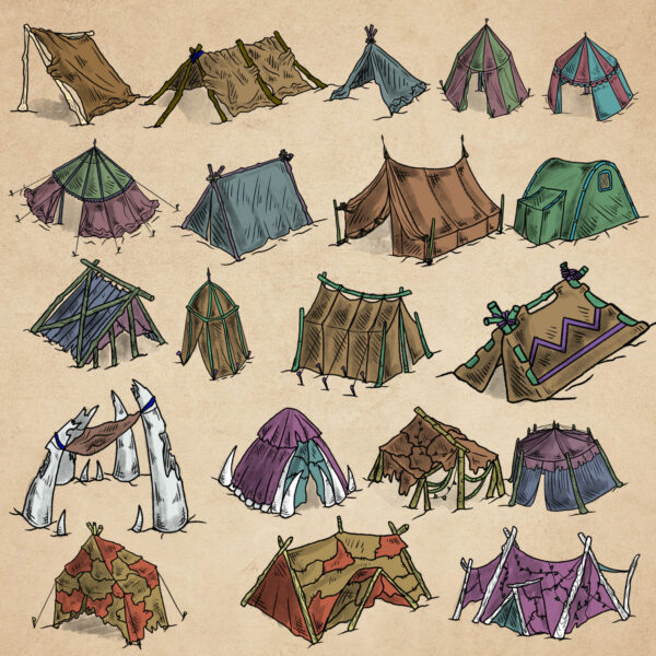 Isometric Tents Original Colored (Oldschool Style) - CartographyAssets