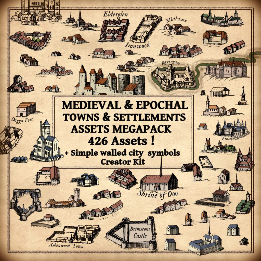 VINTAGE TOWNS & SETTLEMENTS + creator kit – EPOCHAL & MEDIEVAL ASSETS ...