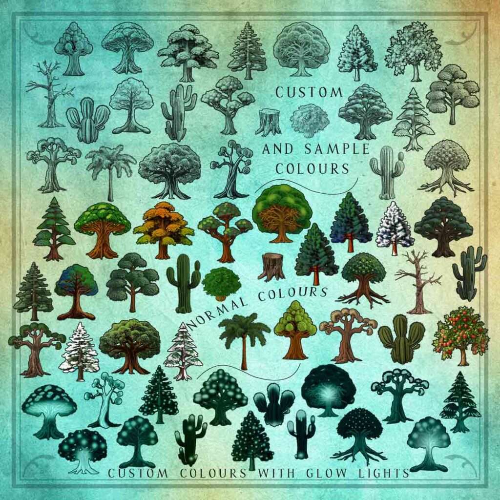 Fantasy Magical and Glowing Trees – CartographyAssets