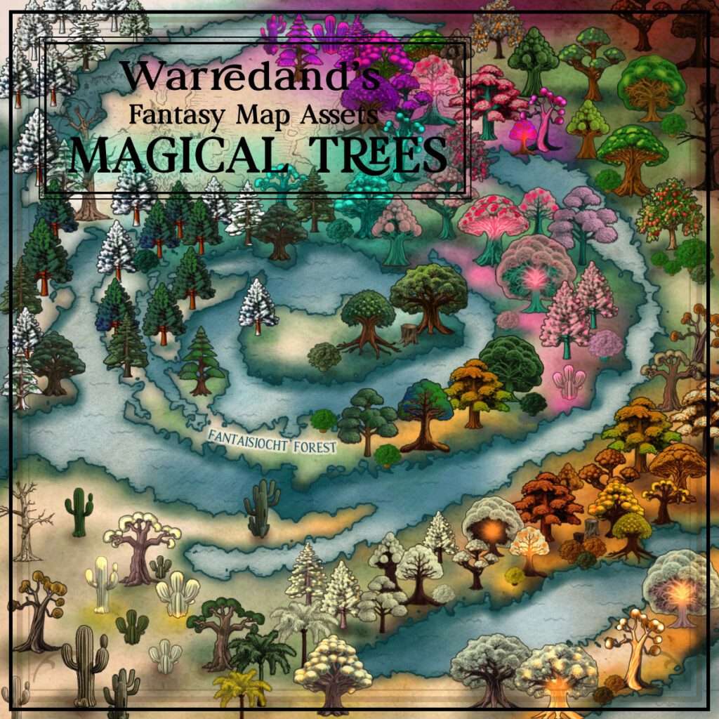 Fantasy Magical and Glowing Trees – CartographyAssets