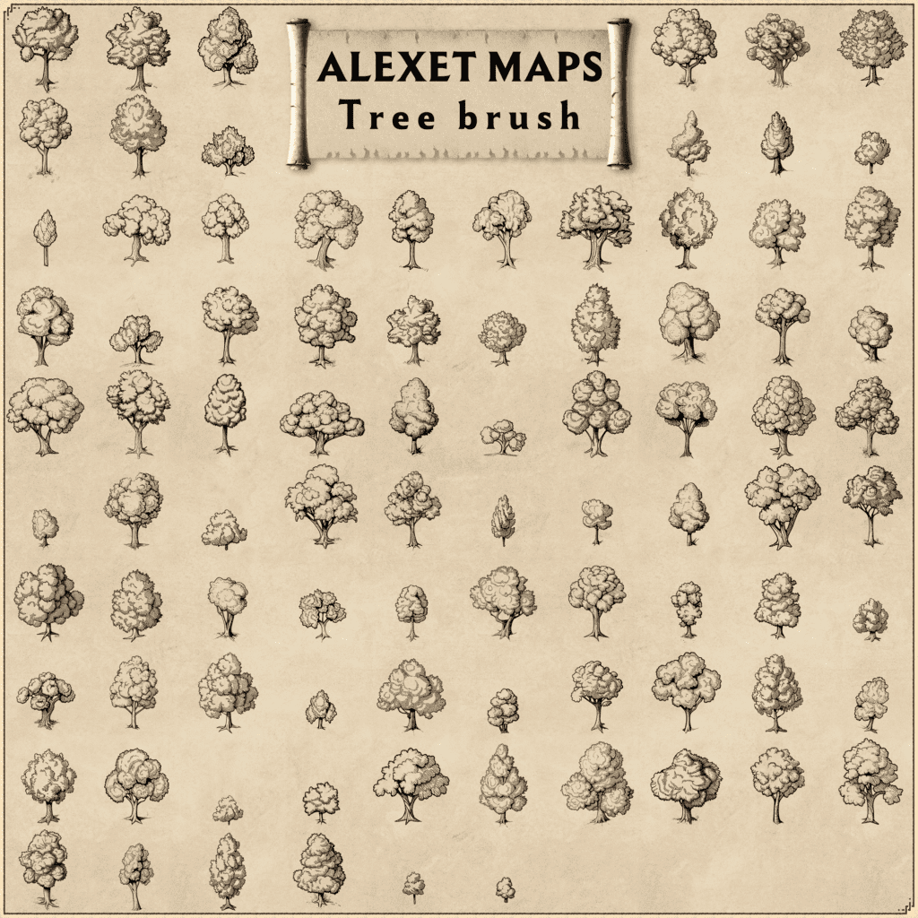 Tree Brush Pack 2 for Wonderdraft by Alexet – CartographyAssets