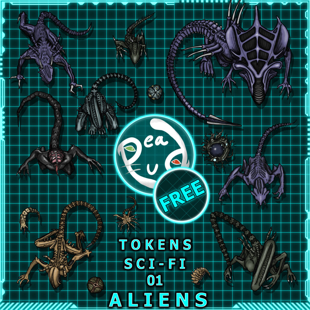 [T] Sci-Fi Tokens 01 — Aliens [FREE] – CartographyAssets