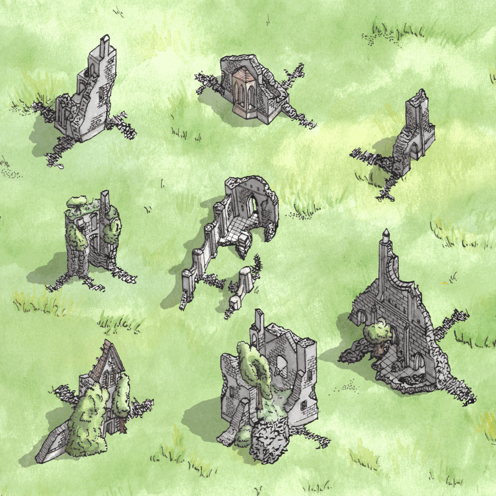 Isometric Assets No. 34, Stone Ruins – CartographyAssets