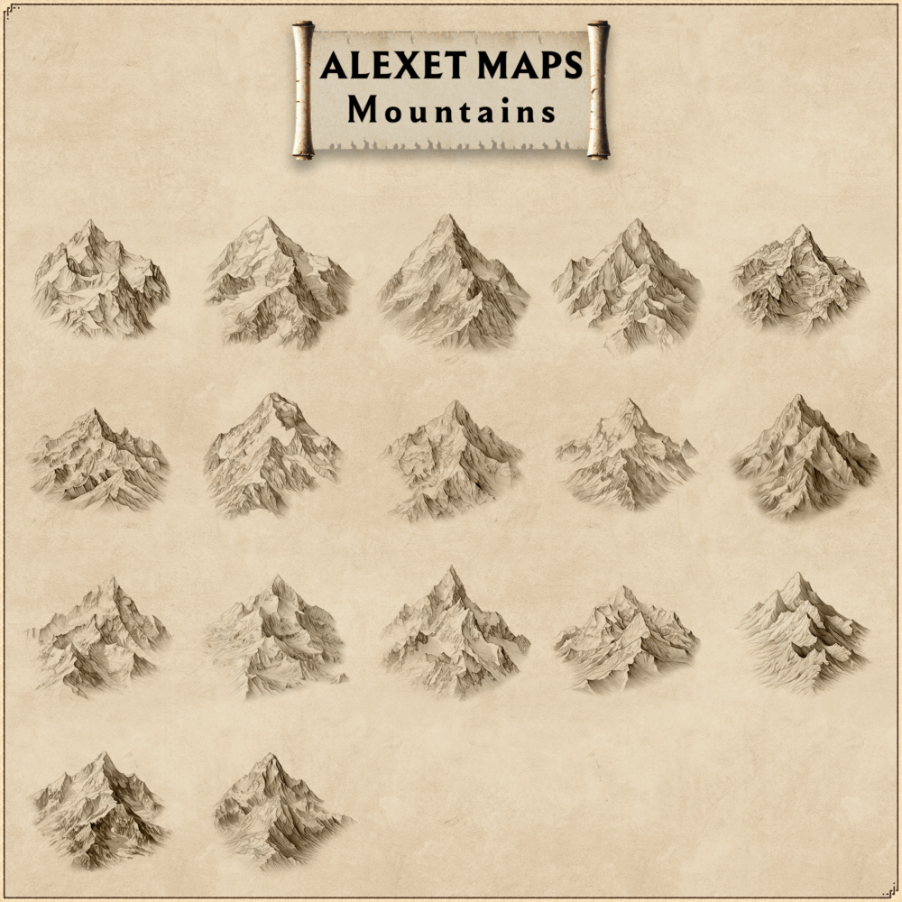 Mountains Pack 1 for Wonderdraft by Alexet – CartographyAssets