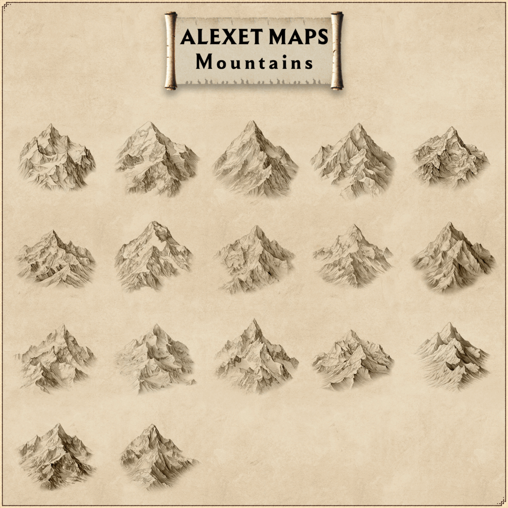 Mountains Pack 1 for Wonderdraft by Alexet – CartographyAssets