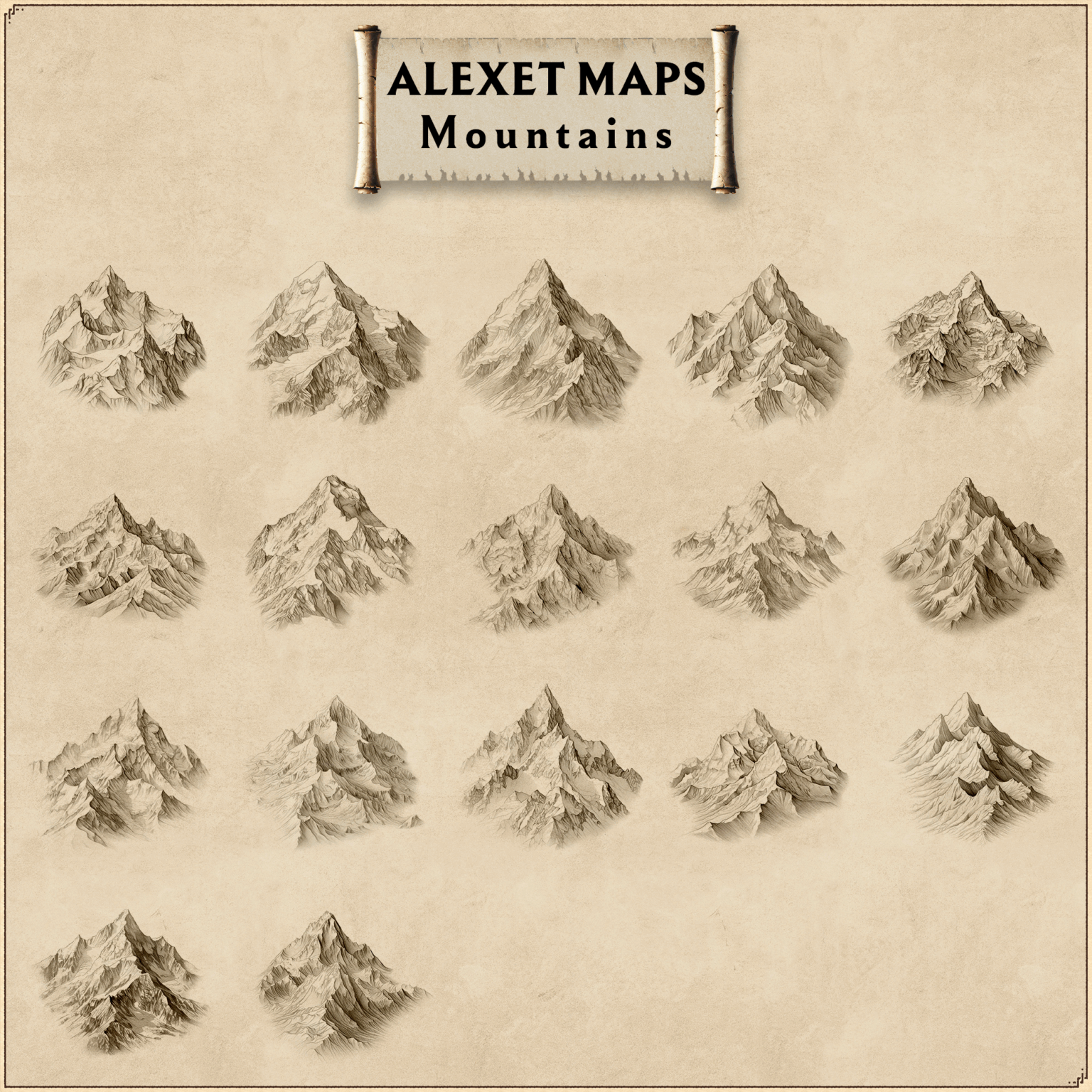 Mountains Pack 1 for Wonderdraft by Alexet – CartographyAssets
